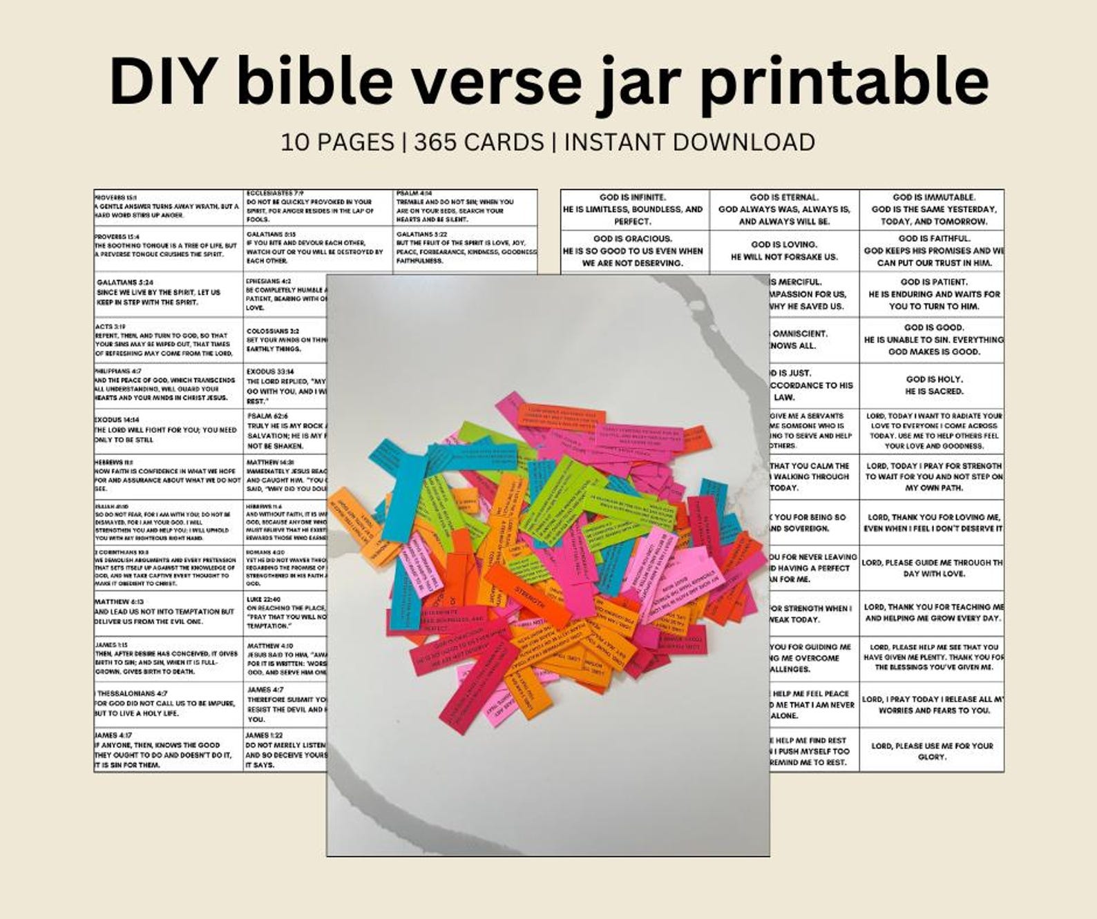 365 DIY Daily Devotional Jar Printable - Gift Idea Scripture, Prayer ...