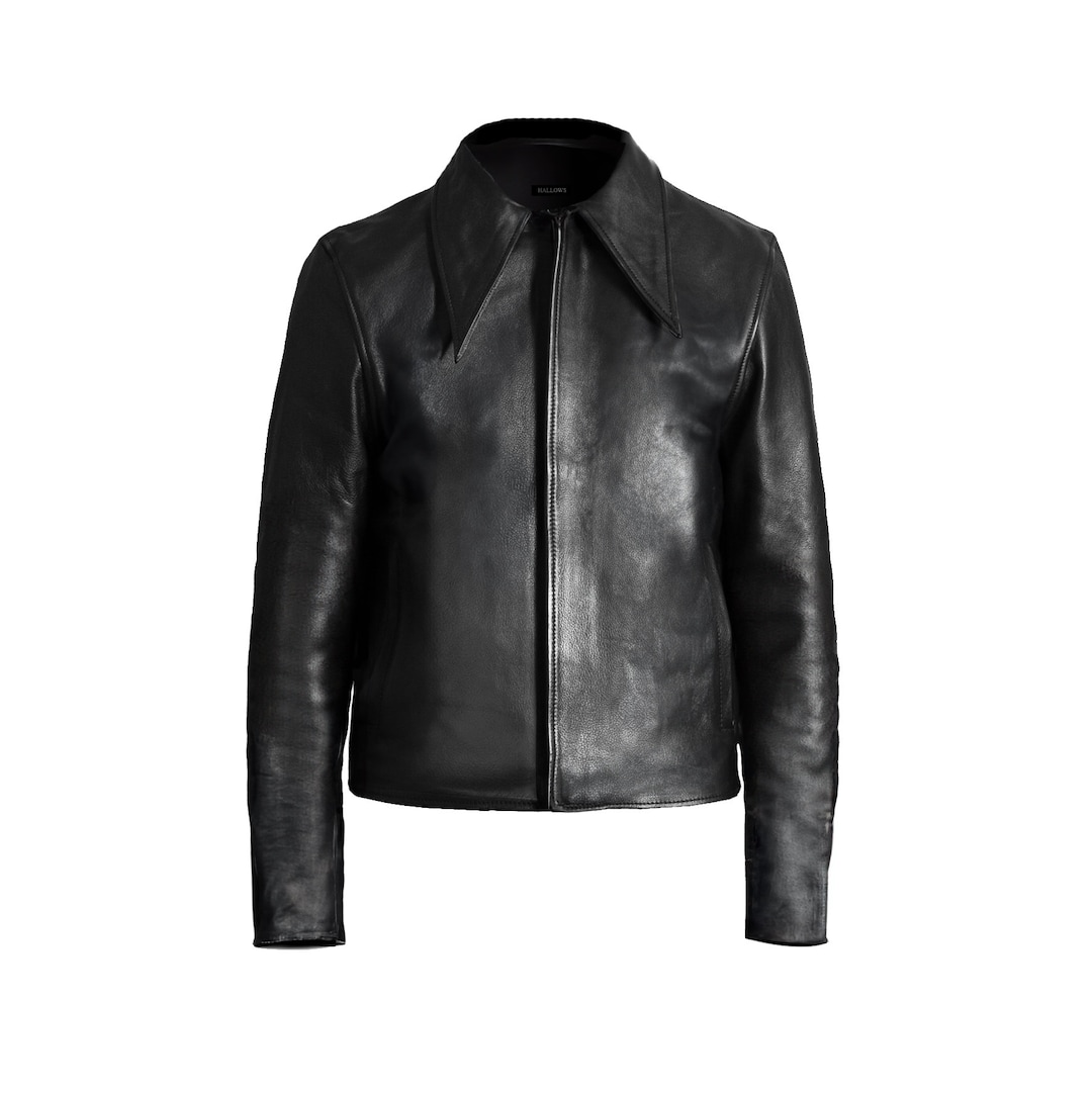 Collared Leather Jacket - Etsy