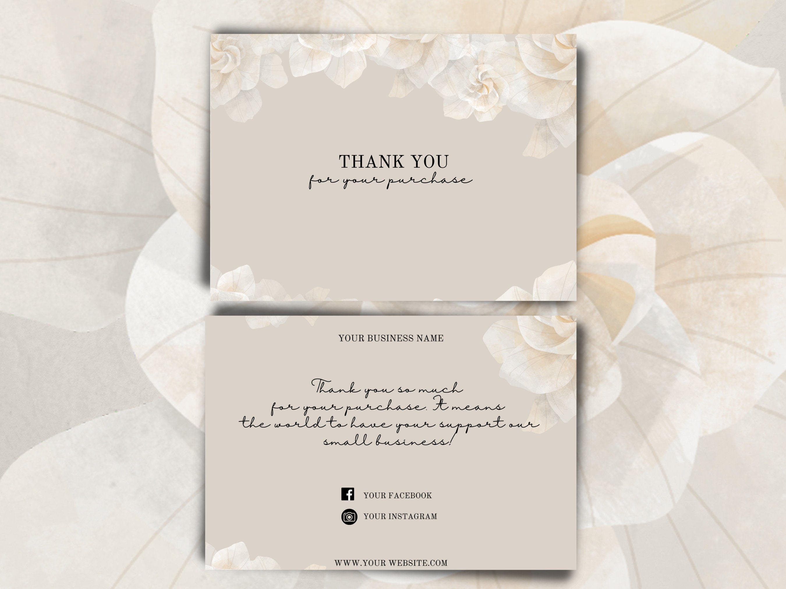 Printable Luxury Thank You Card Elegant Card Thank You Card Editable ...