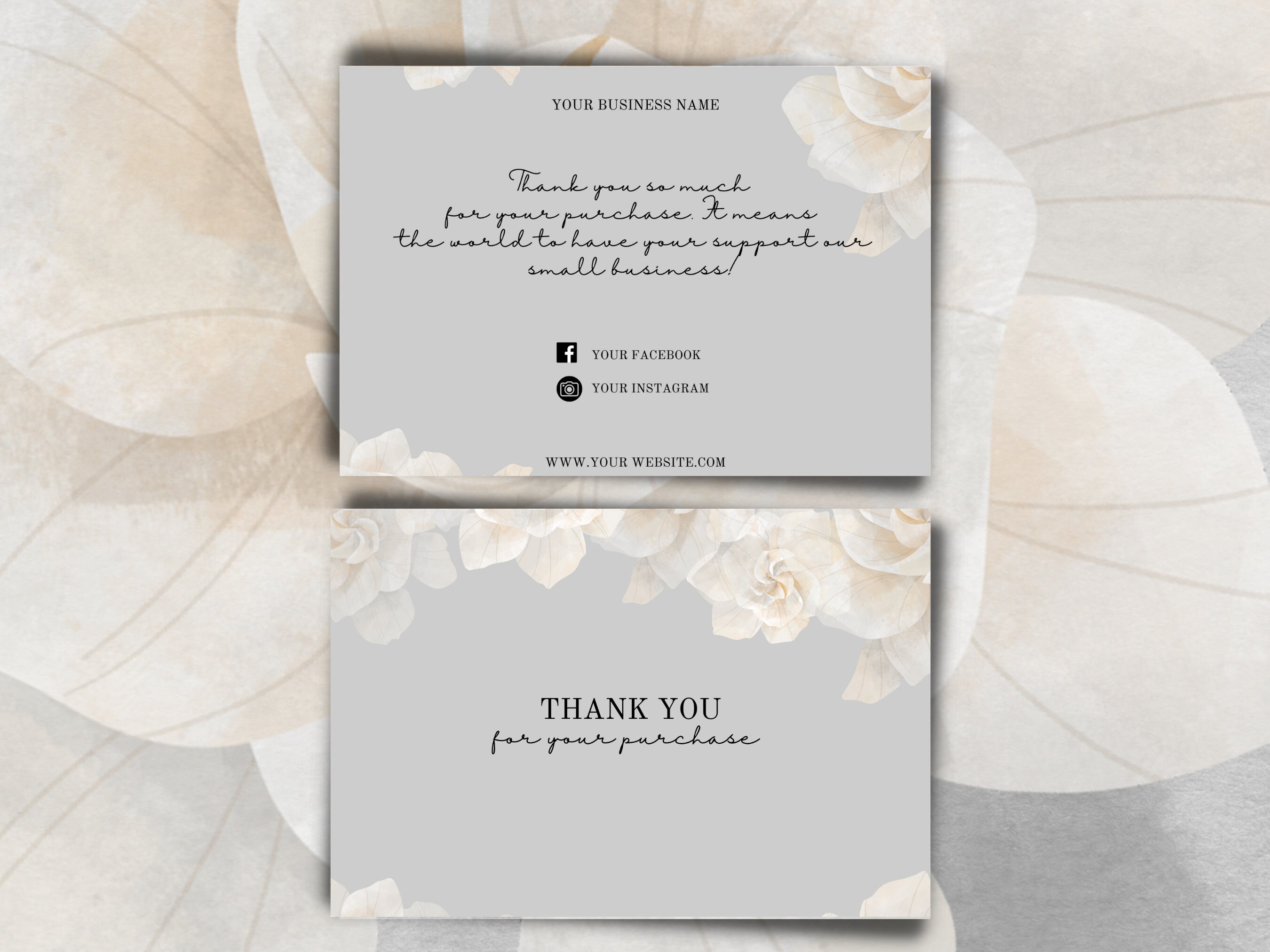 Printable Luxury Thank You Card Elegant Card Thank You Card Editable ...