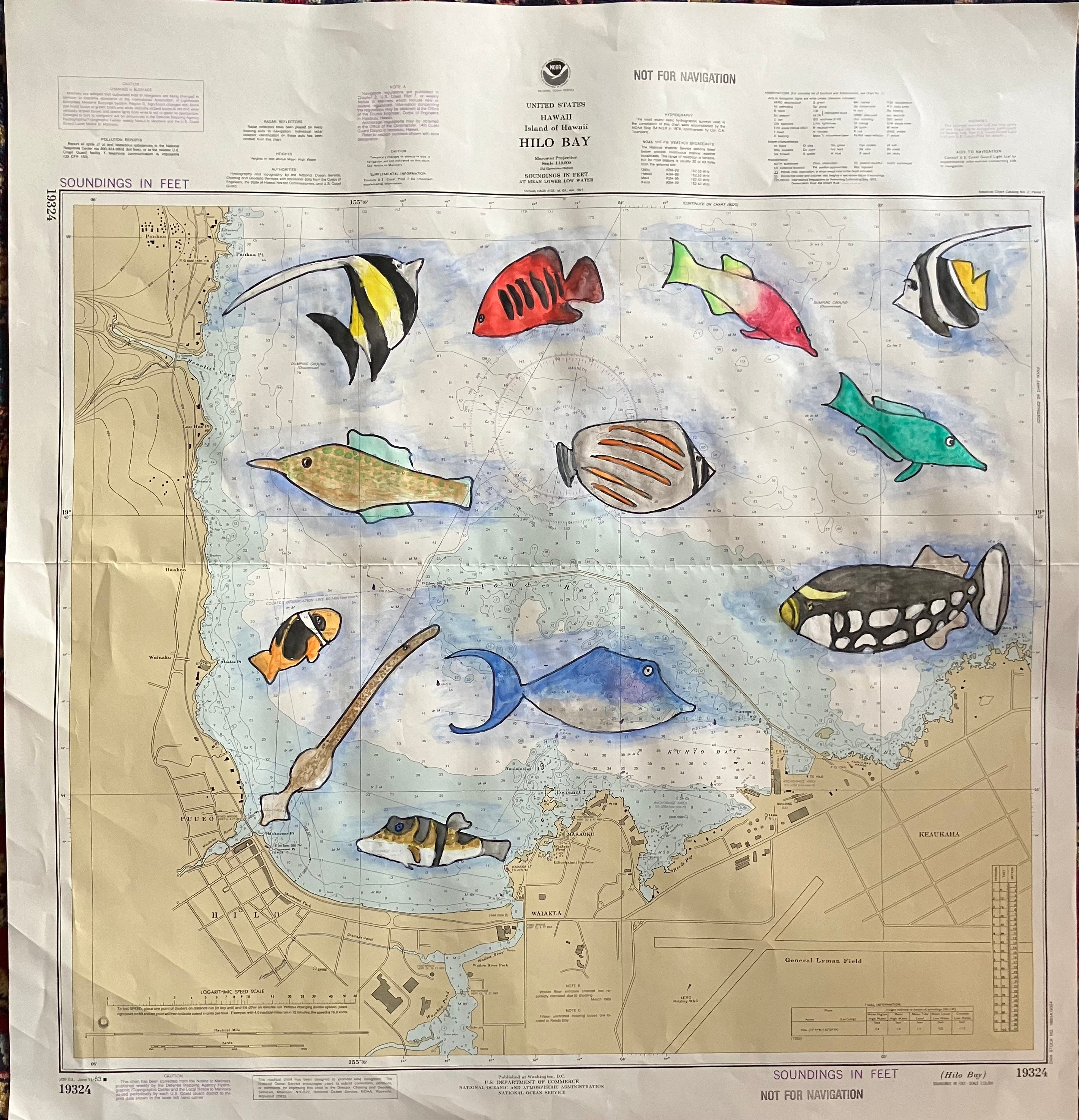 Chart Art: Tropical Fish in Hilo Bay - Etsy