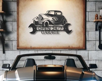 Custom Antique Car Sign Vintage Wall Decor Classic Hot Rod Man Cave ...