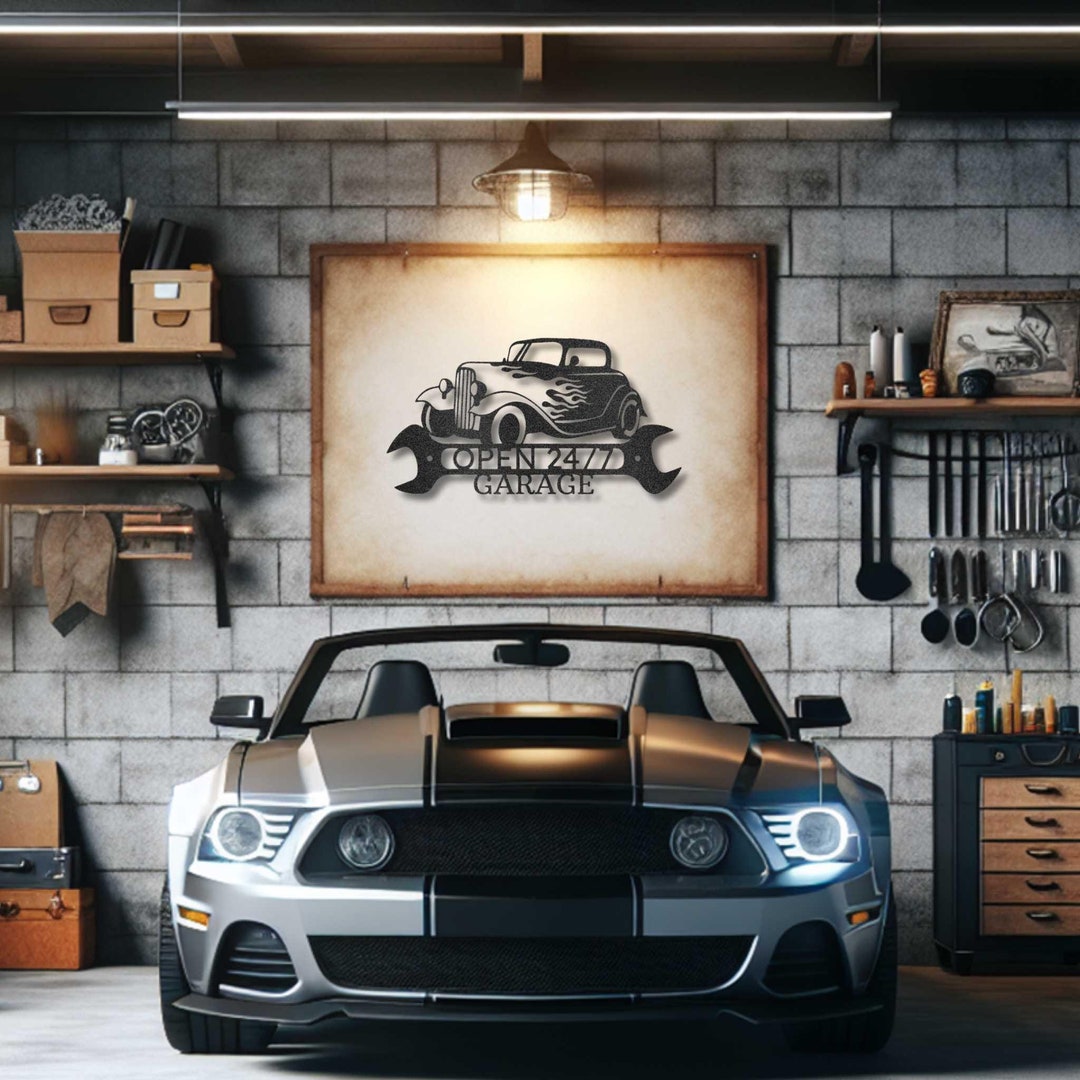 Personalized Hot Rod Garage Sign Custom Vintage Car Wall Decor for the ...