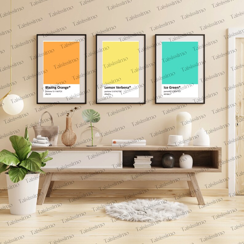 Set of 6 Prints Pantone Posters Pantone Wall Art Printable Pantone ...