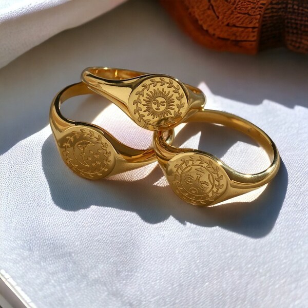 Sun Signet Ring - Etsy