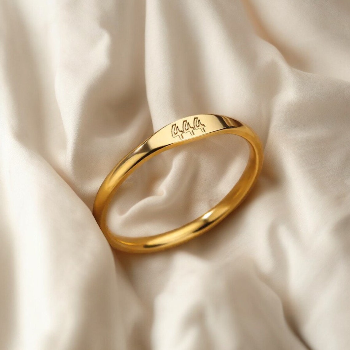 Engraved Angel Number Ring Set / Custom Engraved Gold Plated Ring ...