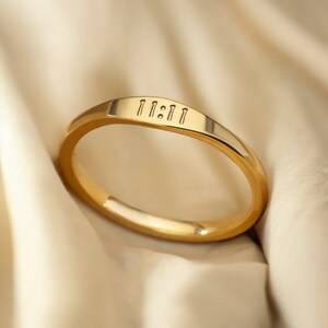 Engraved Angel Number Ring Set / Custom Engraved Gold Plated Ring ...