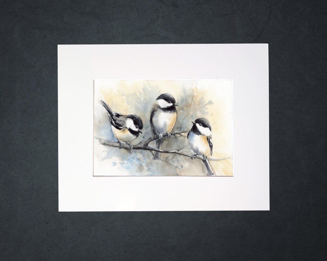 Three Bird Print. Chickadee Wall Art. Cute Birds. Birds Art Print of ...