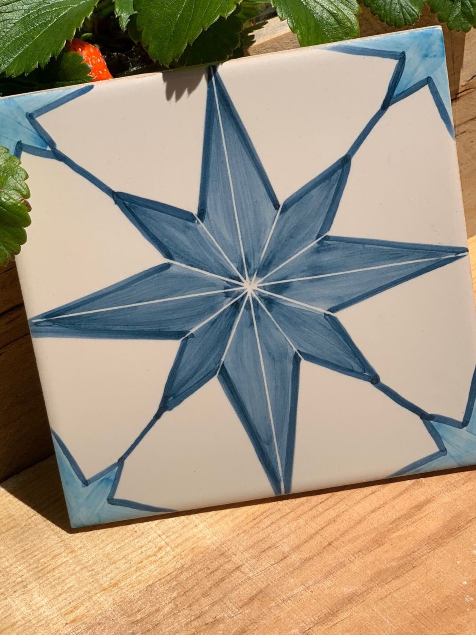 Hand Painted Tile - Star Pattern - Etsy