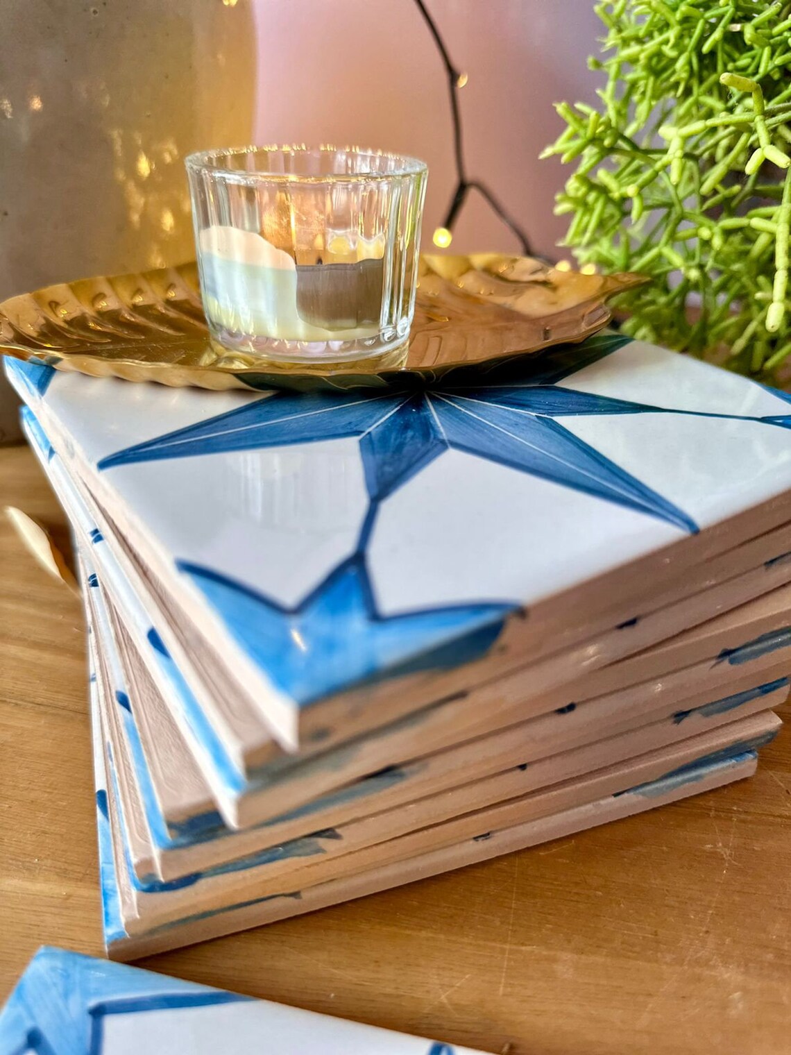 Hand Painted Tile - Star Pattern - Etsy