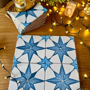 Hand Painted Tile - Star Pattern - Etsy