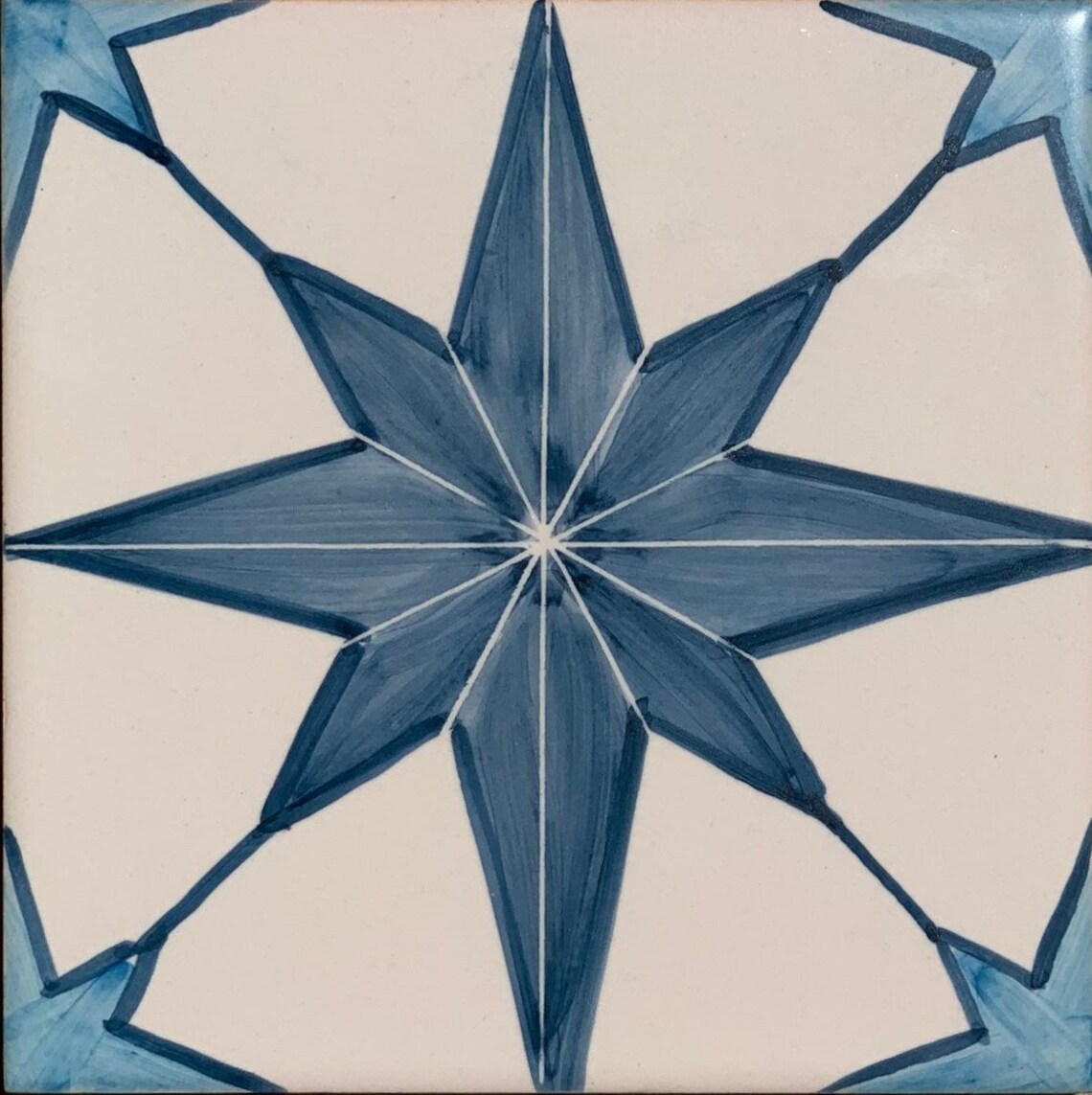 Hand Painted Tile - Star Pattern - Etsy