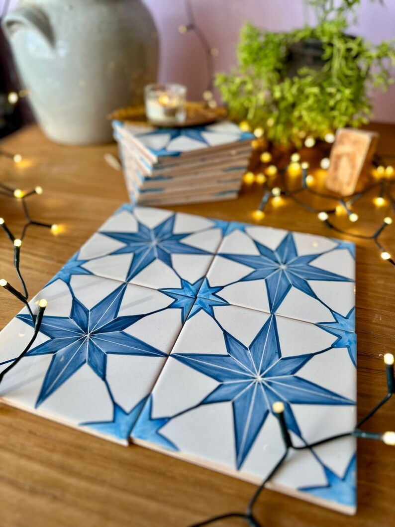 Hand Painted Tiles - Stars - Backsplash - Etsy