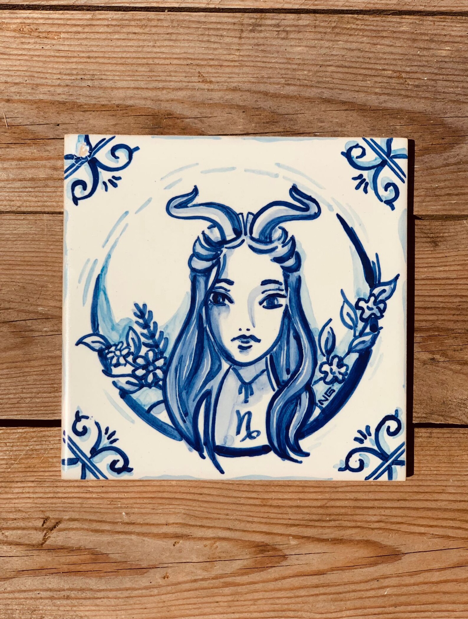 Hand Painted Portuguese Zodiac Tiles, Unique Star Sign Decor for Home ...