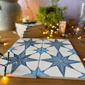 Hand Painted Tile - Star Pattern - Etsy