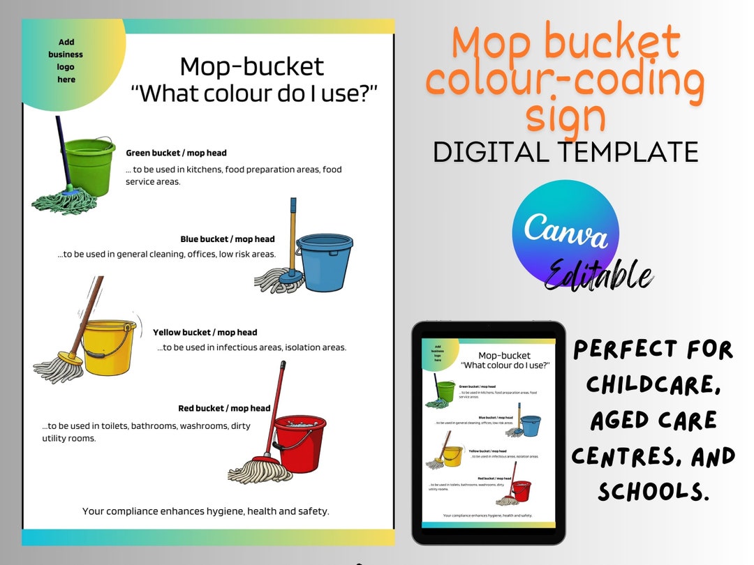 Editable Template Mop-bucket Colour Coding - Etsy UK