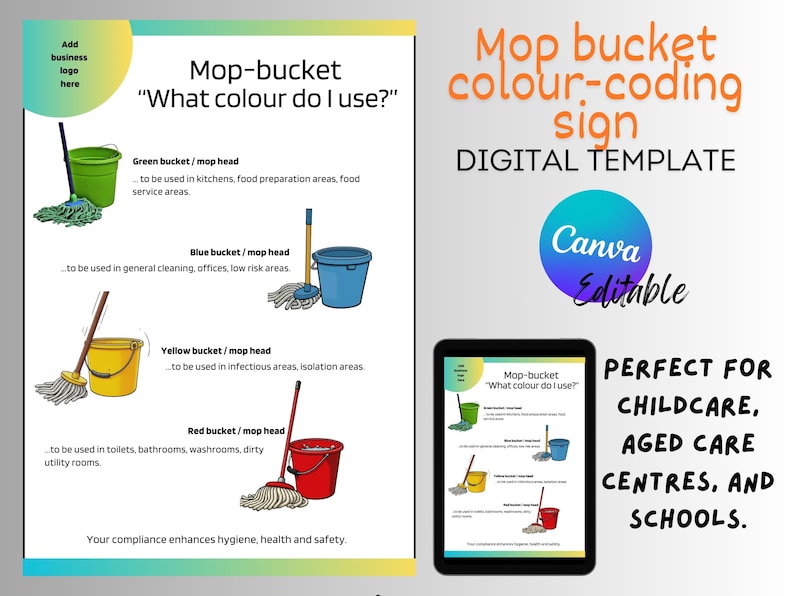 Editable Template - Mop-bucket Colour Coding - Etsy UK