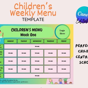 Editable Template 4-week Cyclical Menu for Children's Daycare Services ...