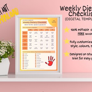 Editable Template - Special Dietary Checklist for Children's Daycare ...