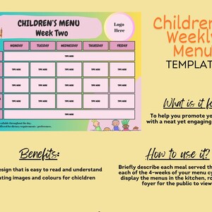 Editable Template 4-week Cyclical Menu for Children's Daycare Services ...