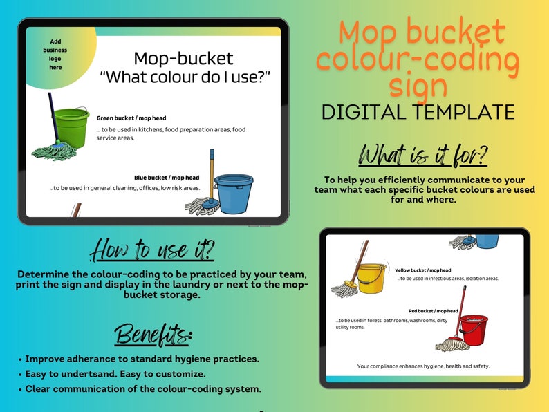 Editable Template - Mop-bucket Colour Coding - Etsy UK