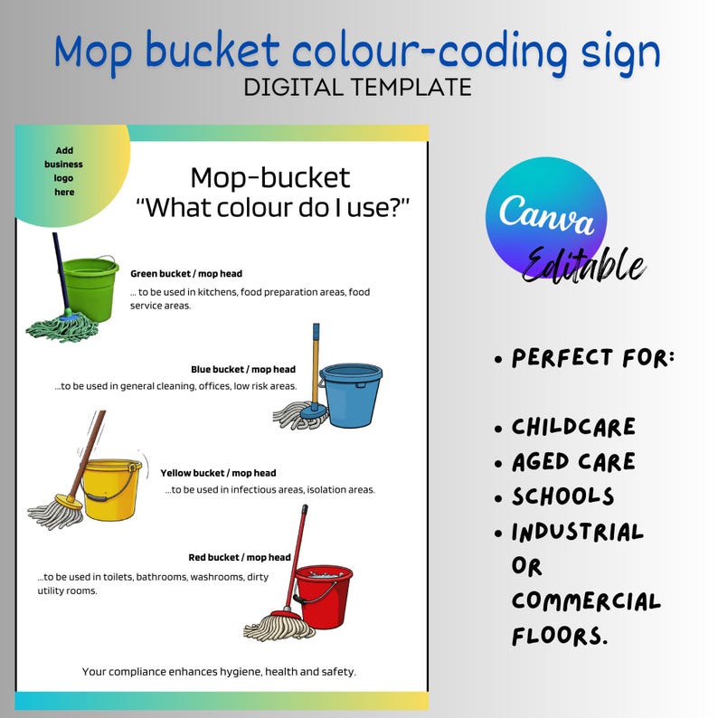 Editable Template - Mop-bucket Colour Coding - Etsy UK