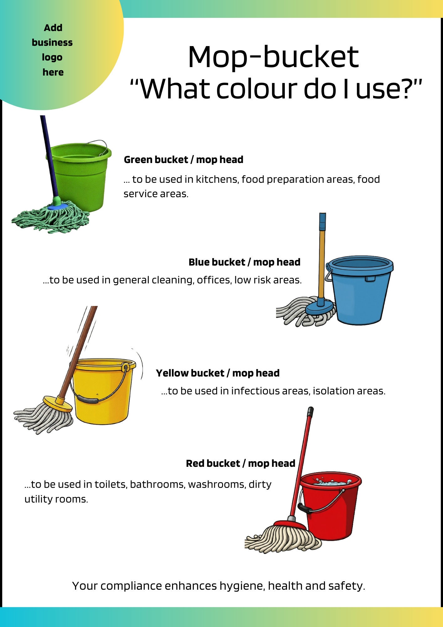 Editable Template - Mop-bucket Colour Coding - Etsy UK
