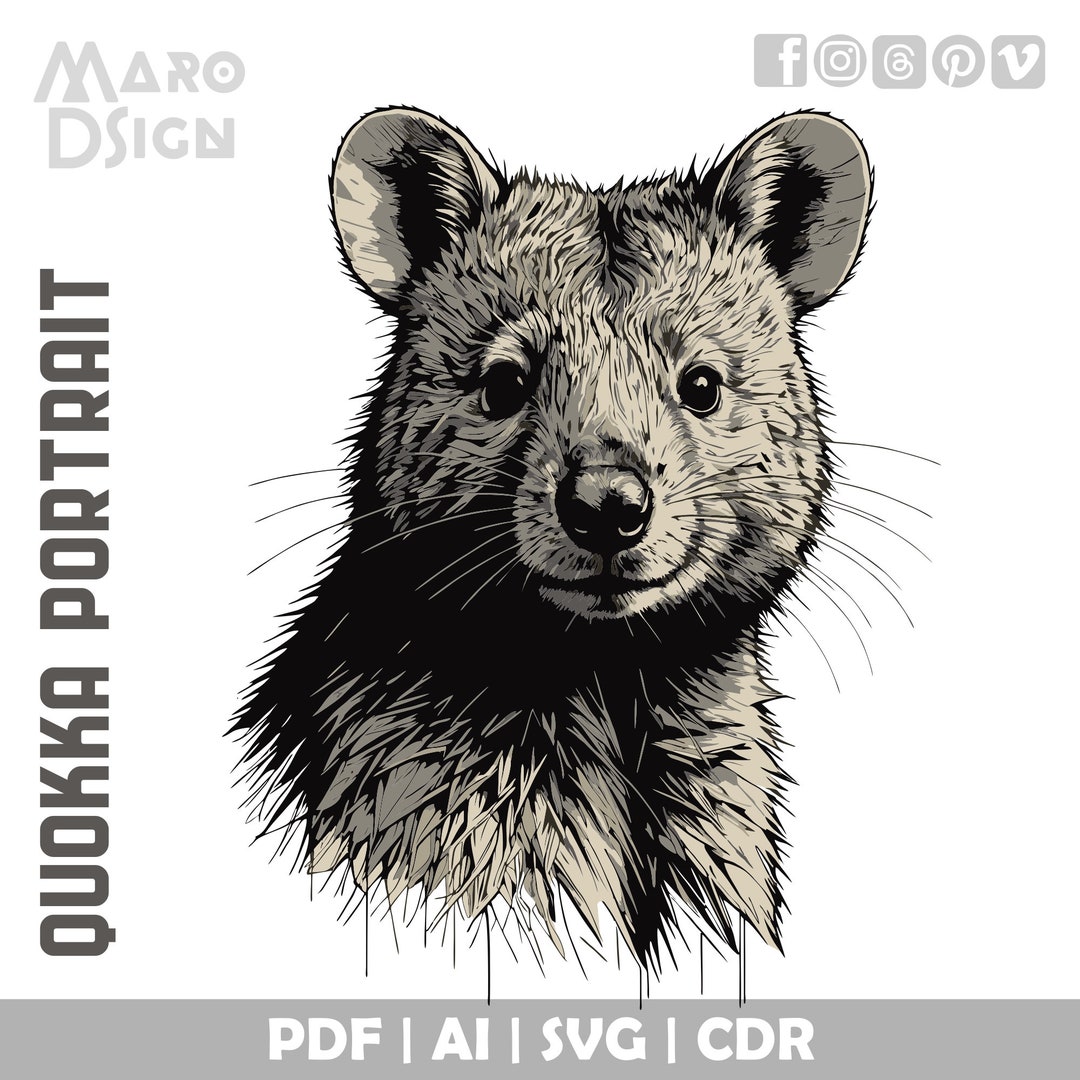 Quokka Portrait | Editable Animal Art for DIY Crafts, Creative Fun ...
