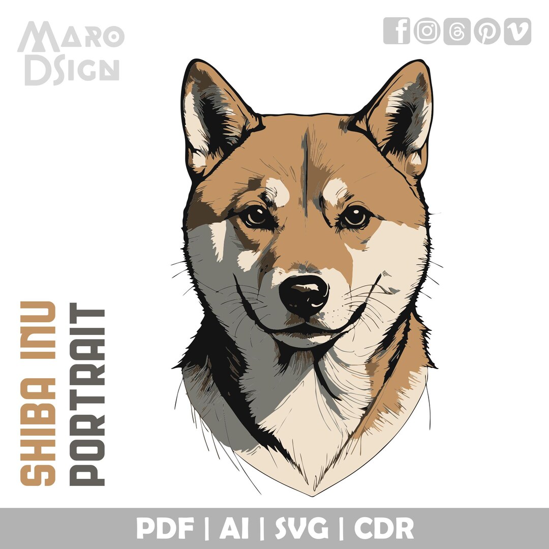 Shiba Inu Portrait | Customize This Vector Dog Art for Your DIY ...