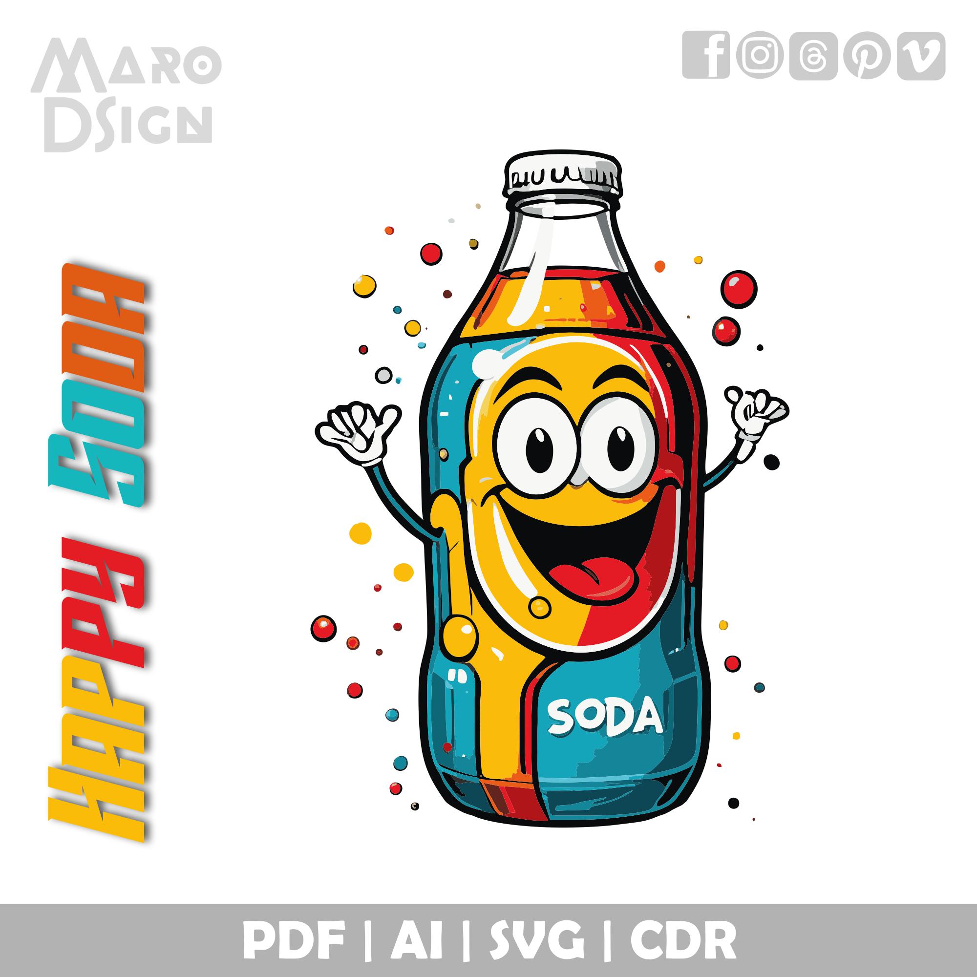 Happy Soda Clipart Bundle | Colorful Beverage Vector for DIY Projects ...