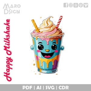 Happy Milkshake Clipart Bundle | Bright, Playful Clipart for Commercial ...