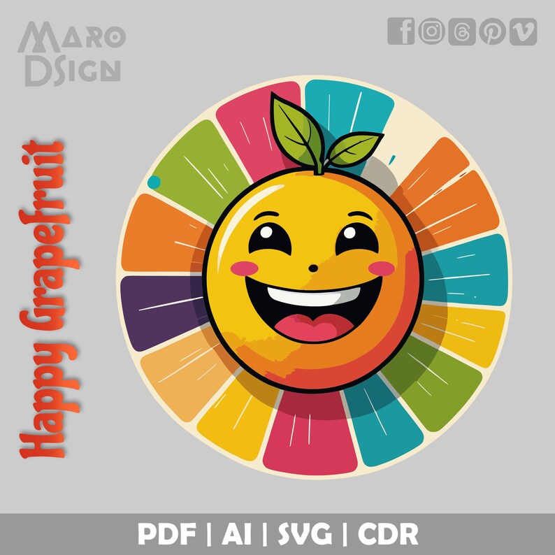 Happy Grapefruit Clipart Bundle | Juicy Fruit Vector Illustration for ...