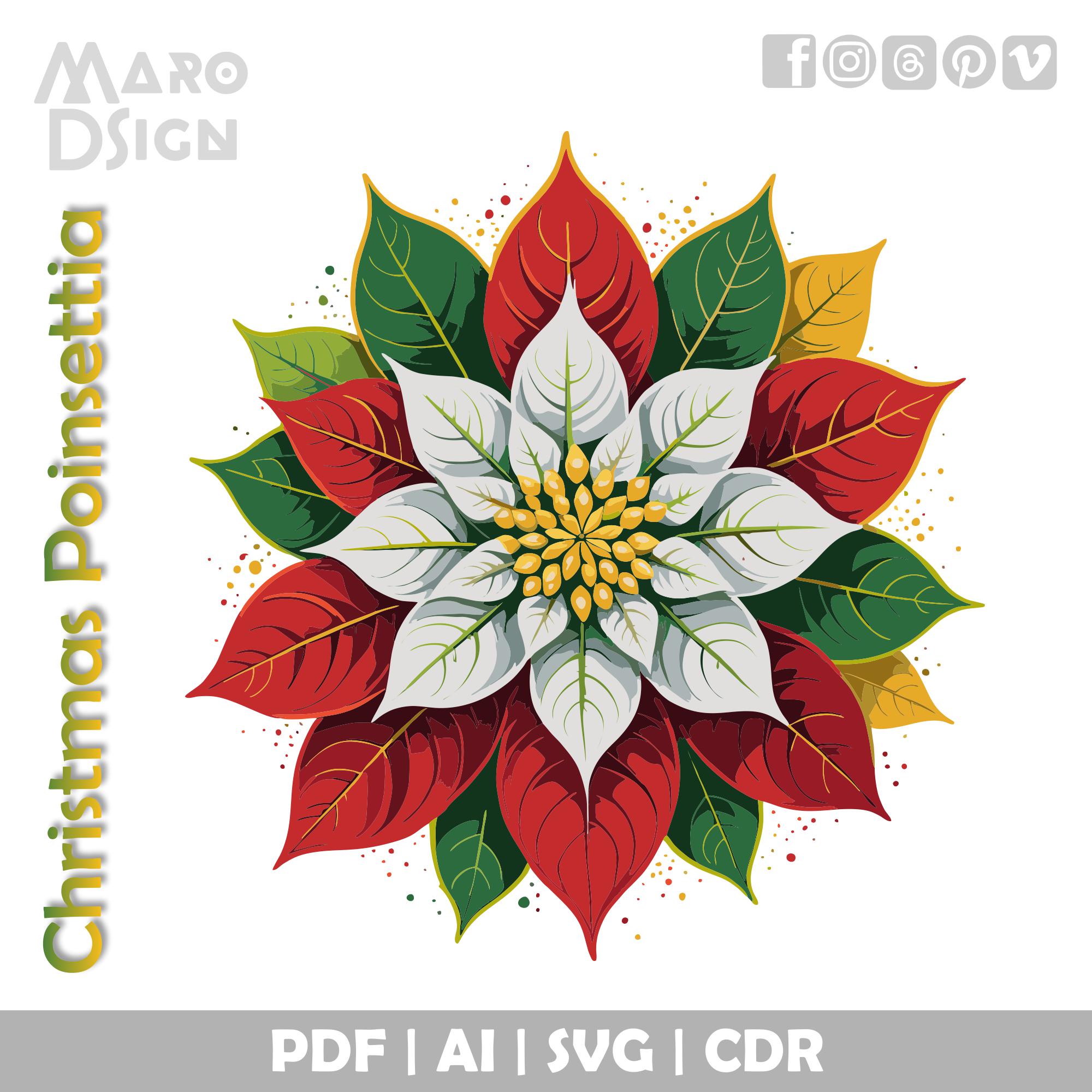 Christmas Poinsettia Clipart Bundle | Festive Floral Vector Clipart for ...