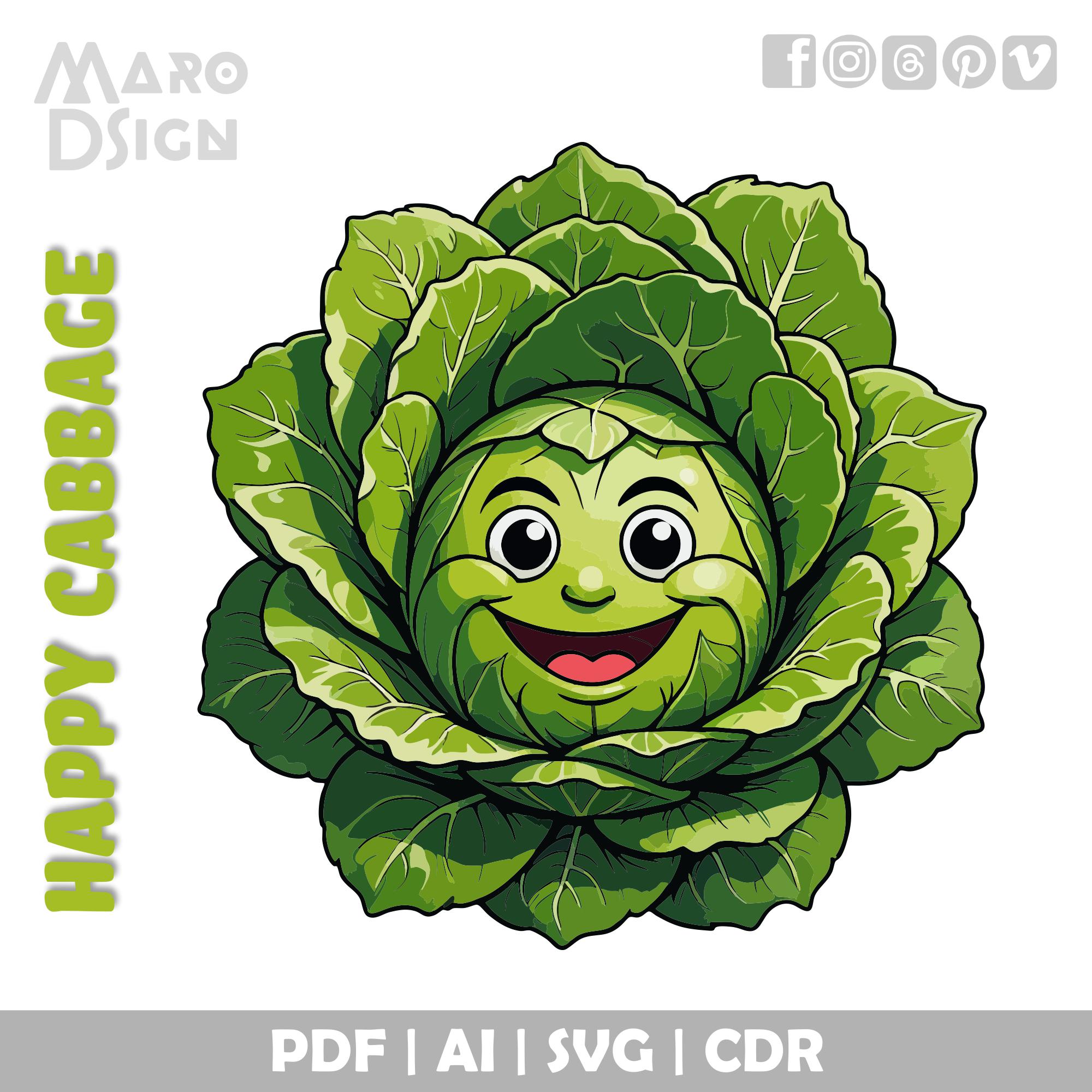 Happy Cabbage Clipart Bundle | A Fun and Friendly Vegetable ...