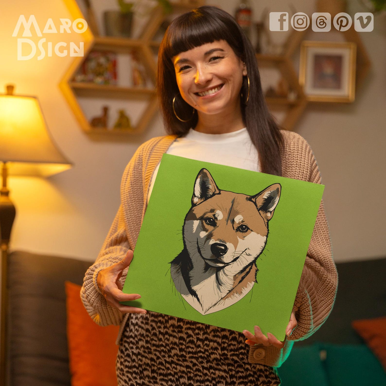 Shiba Inu Portrait | Customize This Vector Dog Art for Your DIY ...