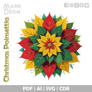 Christmas Poinsettia Clipart Bundle | Festive Floral Vector Clipart for ...