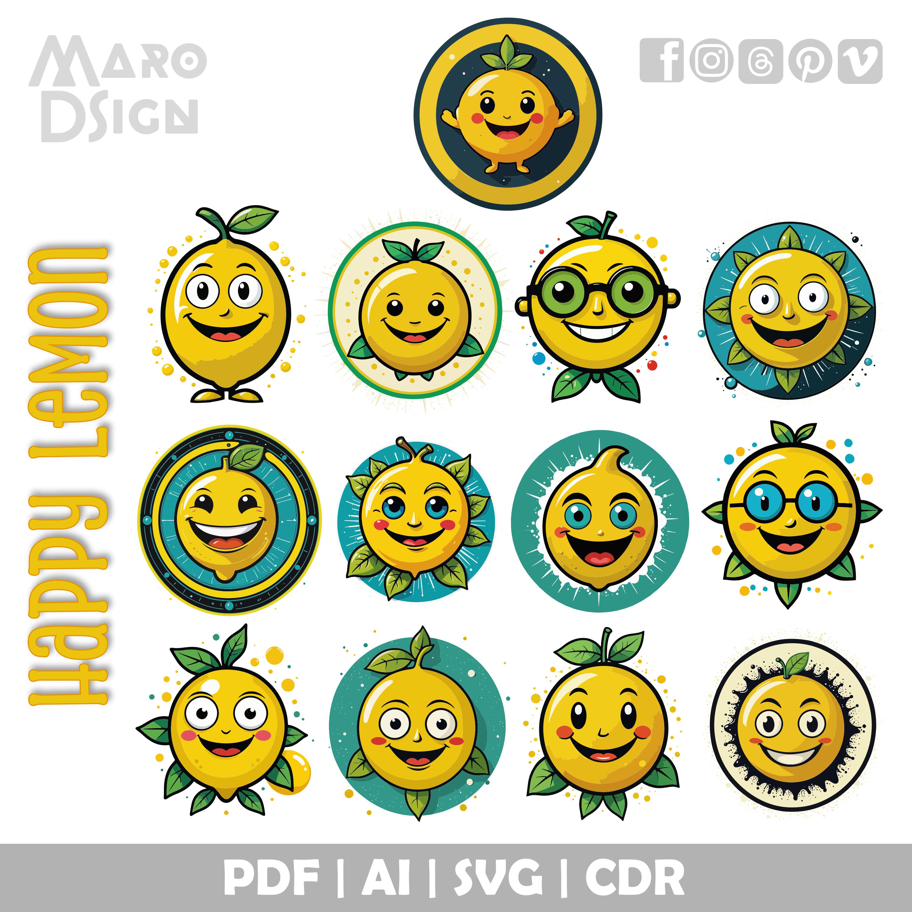 Happy Lemon Clipart Bundle | Playful Citrus Fruit Illustration for ...
