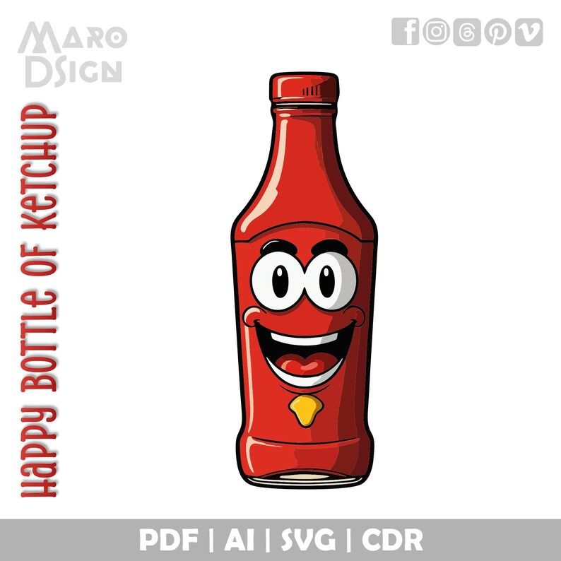 Happy Bottle of Ketchup Clipart Bundle | Fun and Cheerful Artwork ...