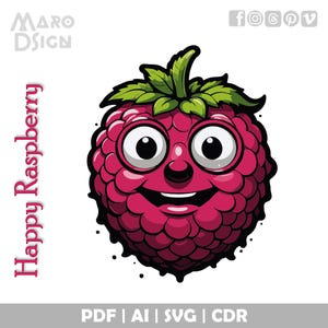 Happy Raspberry Clipart Bundle | Fun Cartoon Berry Illustration for ...