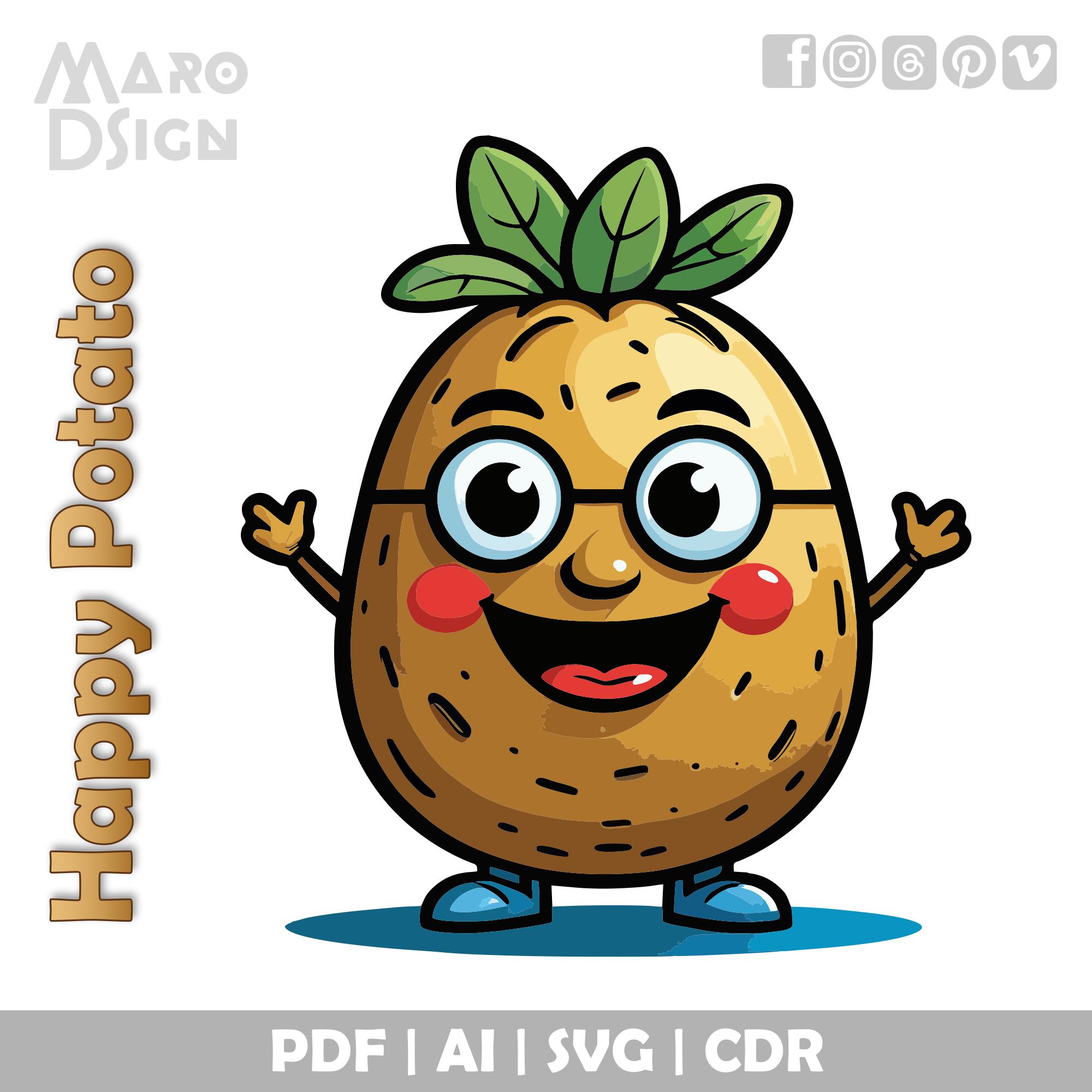Happy Potato Clipart Bundle | Adorable and Editable Smiling Vector for ...