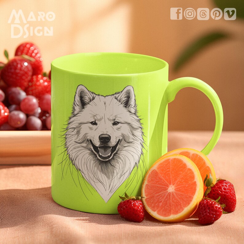 Samoyed Portrait Digital Vector Art for Pet Lovers and Graphic ...