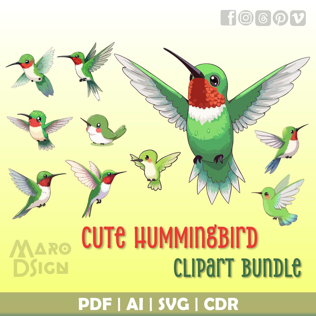 Baby Hummingbird Clipart Bundle | Kawaii-inspired Clipart for Planners ...