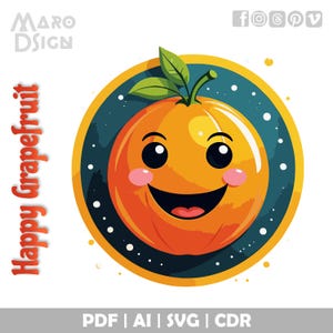 Happy Grapefruit Clipart Bundle | Juicy Fruit Vector Illustration for ...