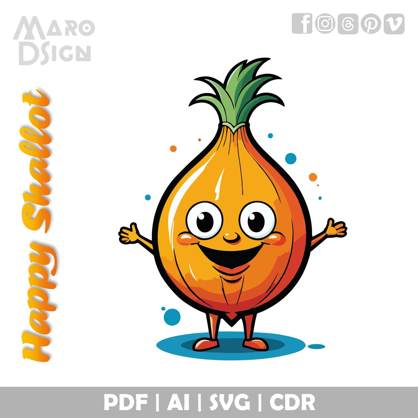 Happy Shallot Clipart Bundle | Whimsical Vector With a Cheery Face ...