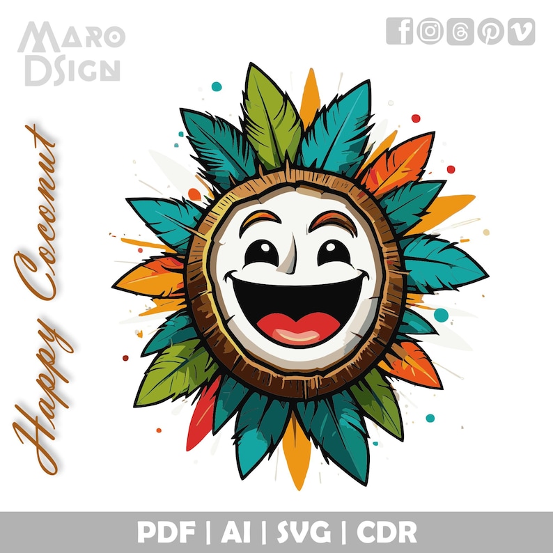 Happy Coconut Clipart Bundle | Cheerful Vector Clipart for DIY ...
