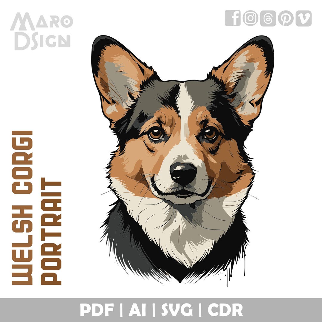 Welsh Corgi Portrait | Cute, Customizable Artwork of the Iconic Short ...