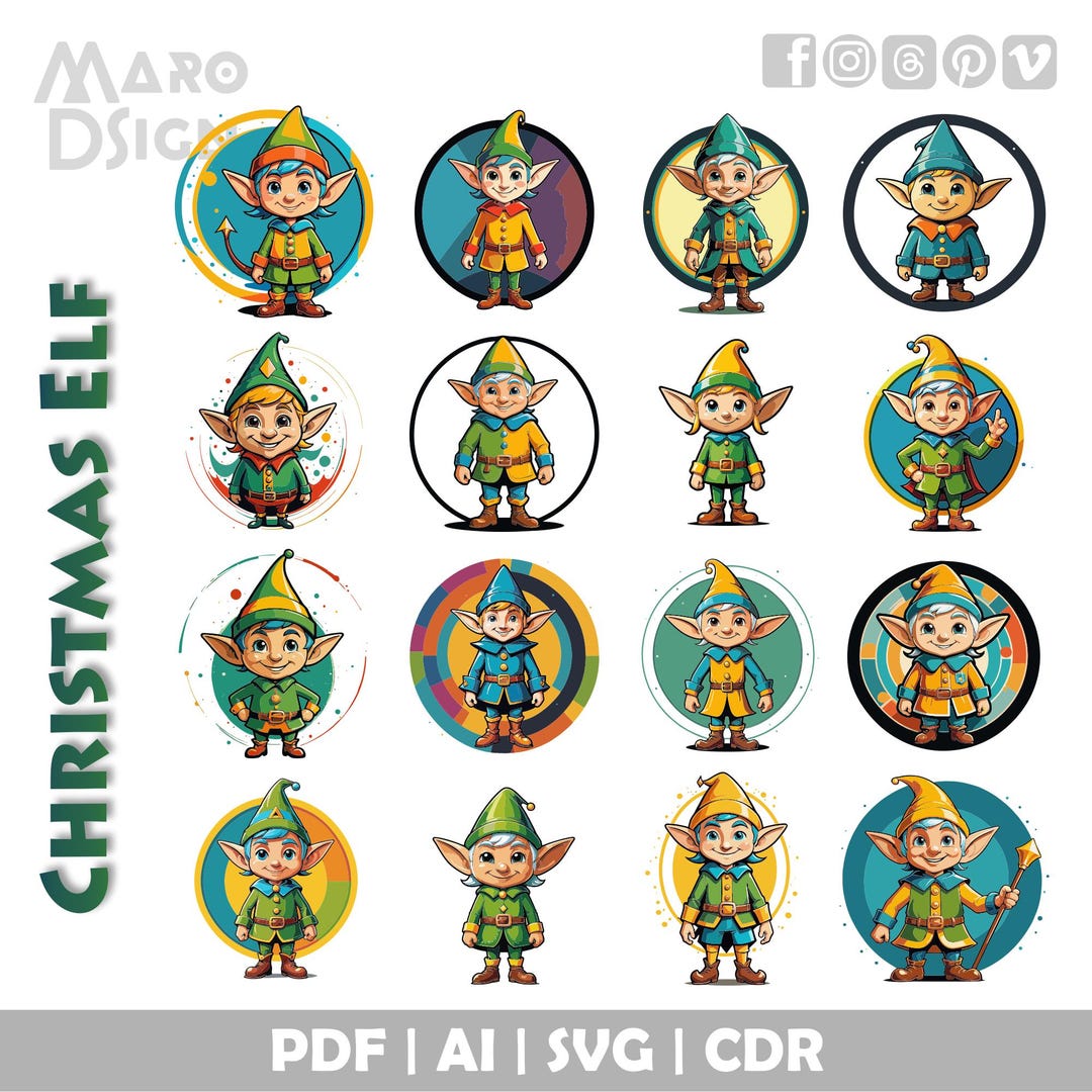 Christmas Elf Clipart Bundle | Edit-friendly Design for DIY Projects ...