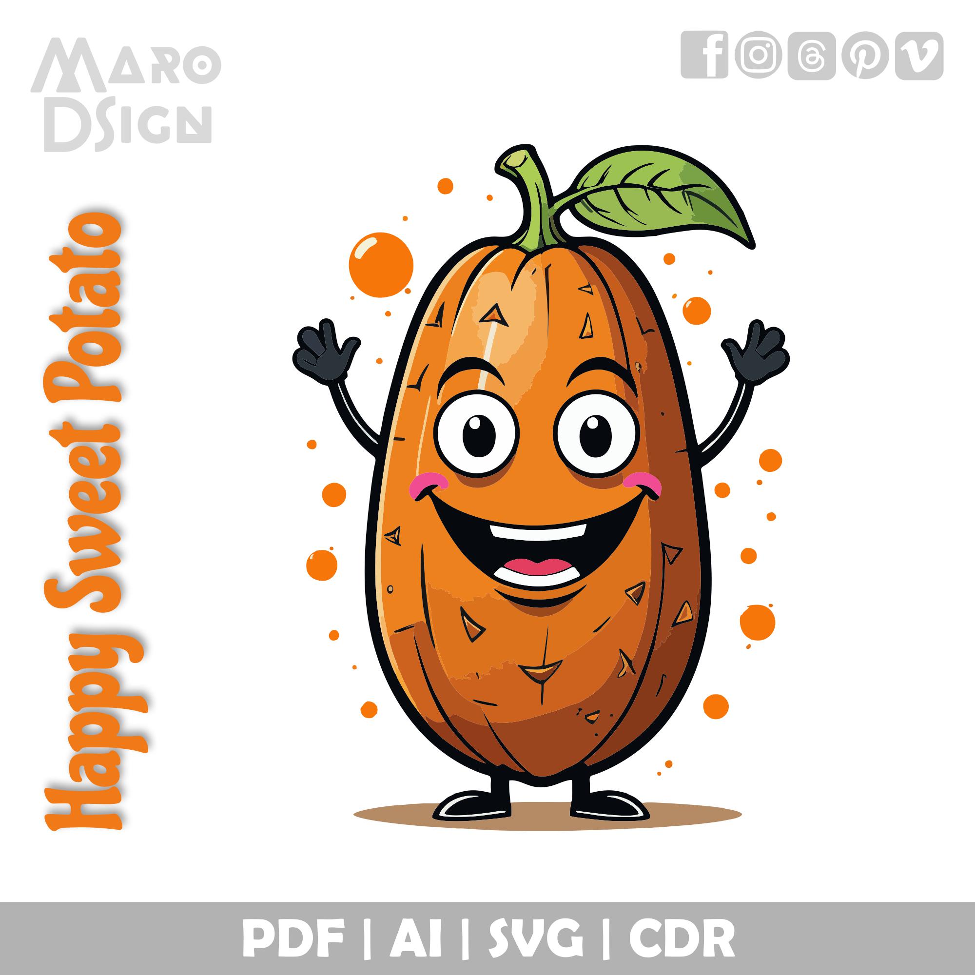 Happy Sweet Potato Clipart Bundle | Smiling Veggie Vector for Cute Food ...