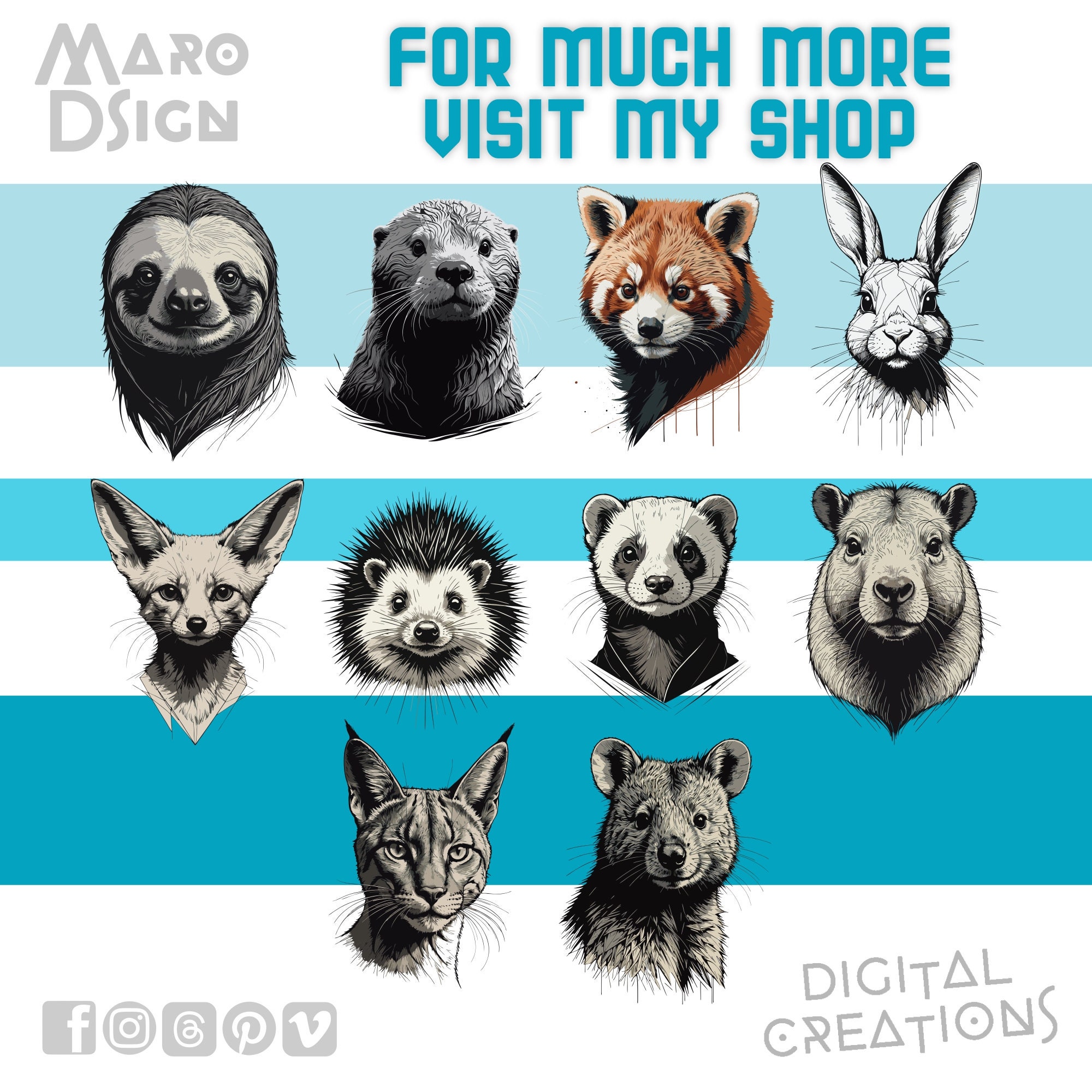 Margay Portrait | Hand-drawn Vector Illustration of a Beautiful Wild ...