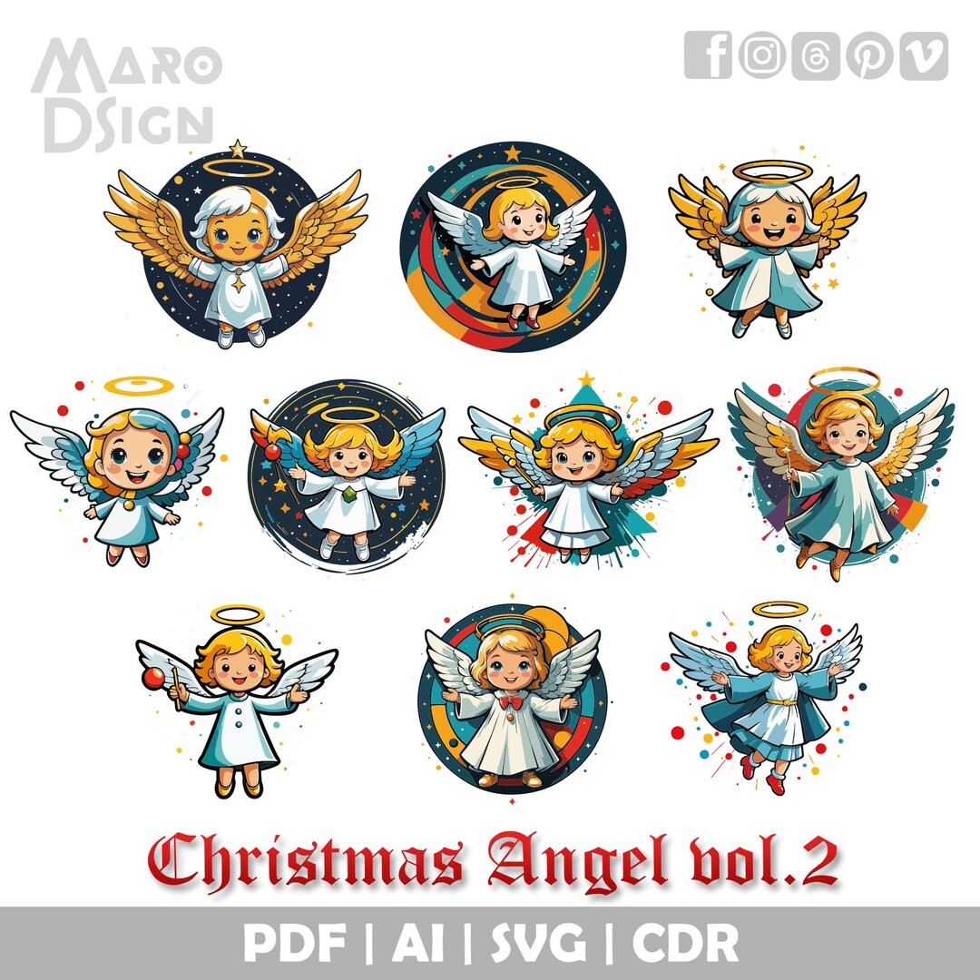 Christmas Angel Clipart Bundle Vol.2 | Enchanting Artwork for Holiday ...